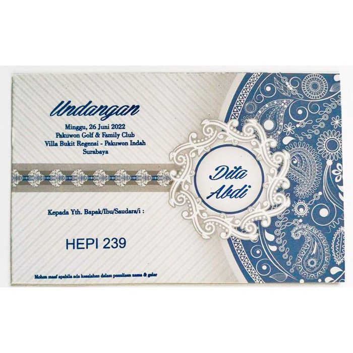 Jual undangan pernikahan simpel warna biru hepi 239 | Shopee Indonesia