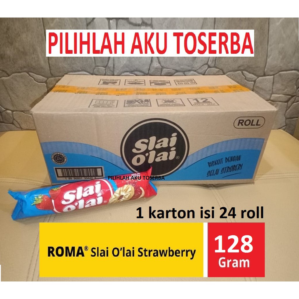 Jual Biskuit Slai O'lai Strawberry Roll / Slai Olai Stroberi Roll 128 ...