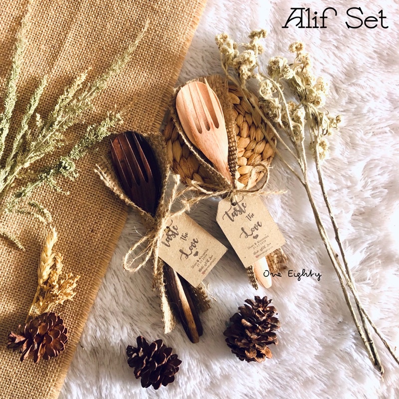 Jual Souvenir Pernikahan Wedding Rustic Sendok Garpu Set Travel Custom ...