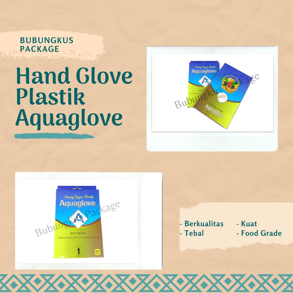 Jual SARUNG TANGAN PLASTIK AQUAGLOVE 100 LEMBAR / HAND GLOVE / PELINDUNG TANGAN | Shopee Indonesia