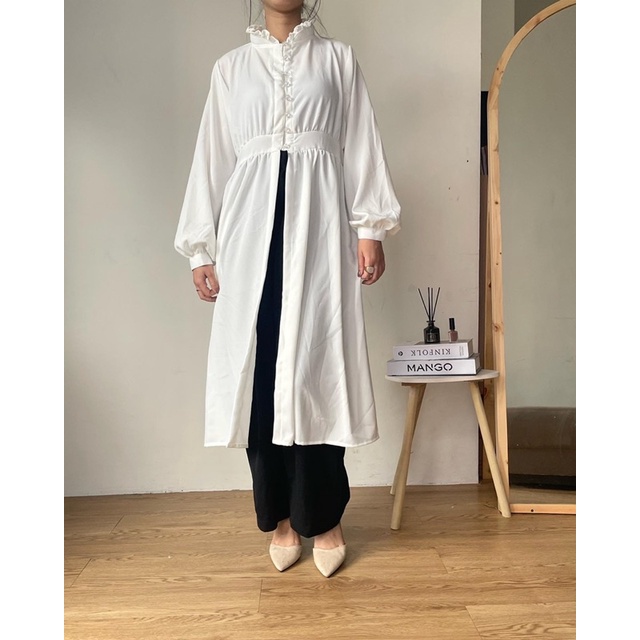 Jual Zéa - Moda - Tunik Korea Putih Busui Dress Lebaran | Shopee Indonesia