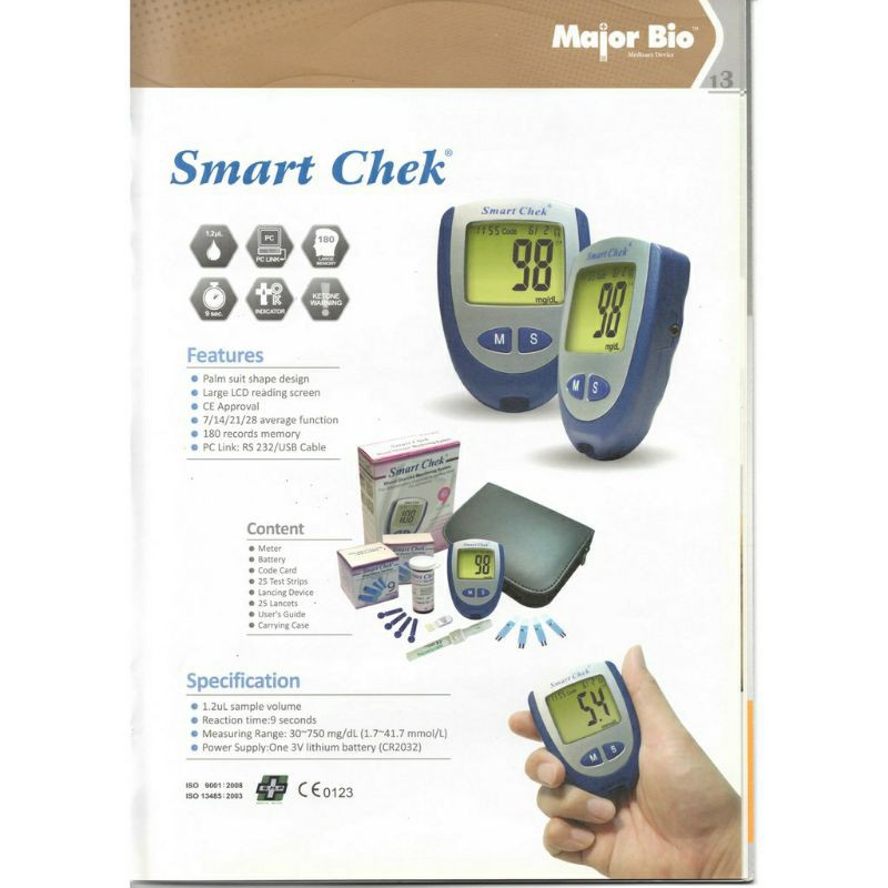 Jual Paket set Smart Chek Blood Glucose (alat meter dan strips ...