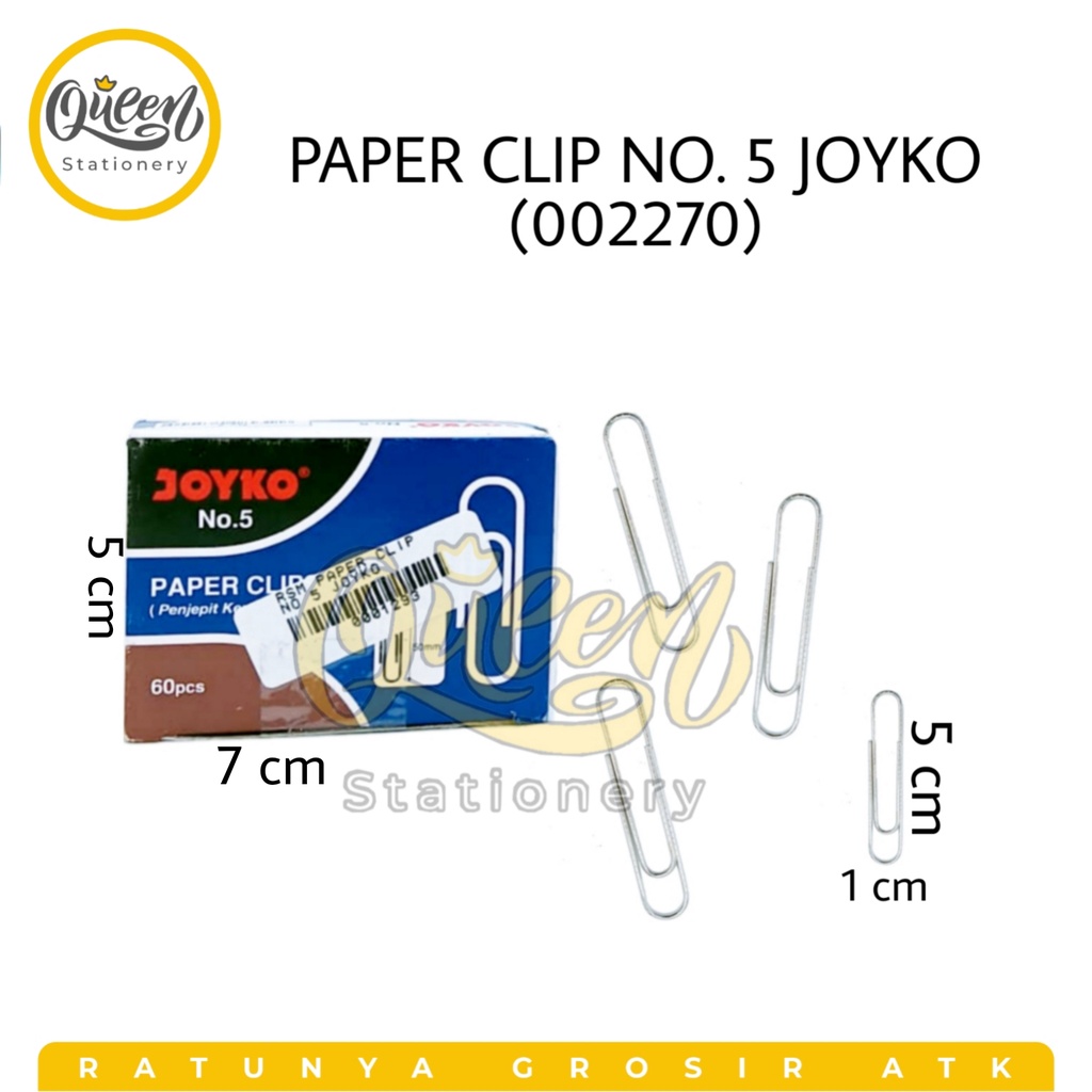Jual 1 KOTAK PAPER CLIP NO.05 JOYKO (002270) / PENJEPIT KERTAS ...