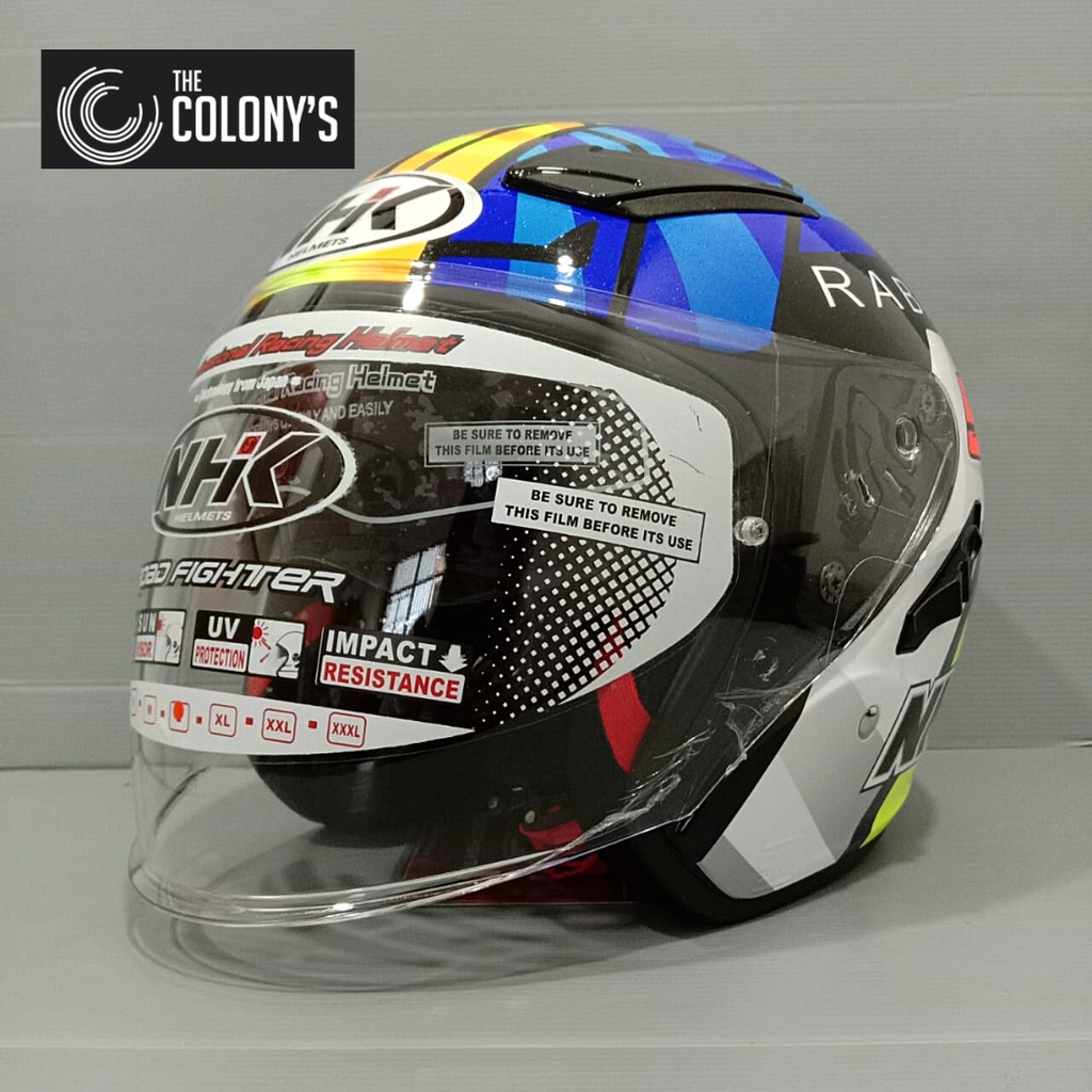 Jual HELM NHK HALF FACE HALFFACE R1 GP EDITION MOTIF TITO RABAT BLACK ...