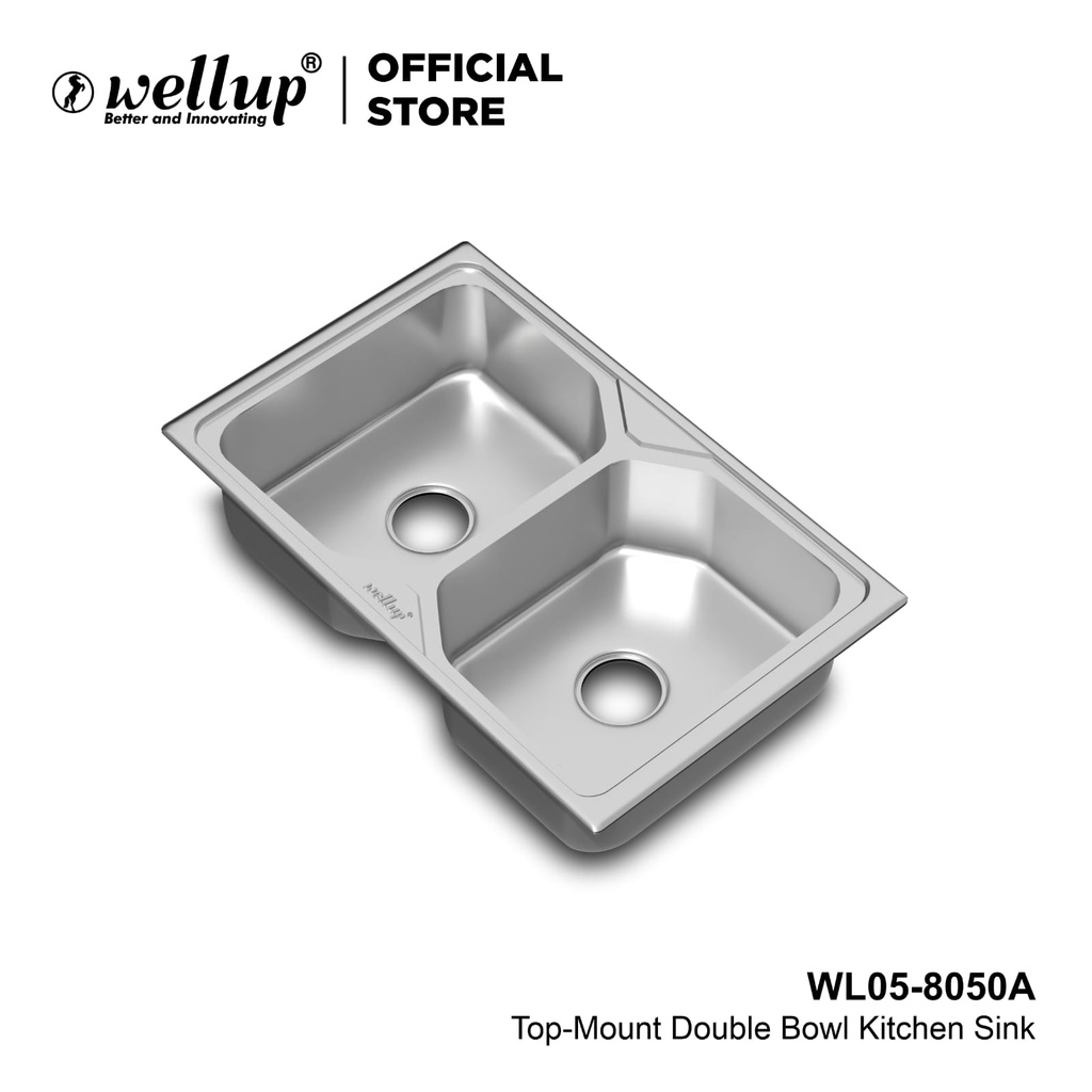 Jual Wellup Bak Cuci Piring Kitchen Sink Wastafel Dapur BCP 80 cm x 50 cm x 21 cm Double Bowl ...