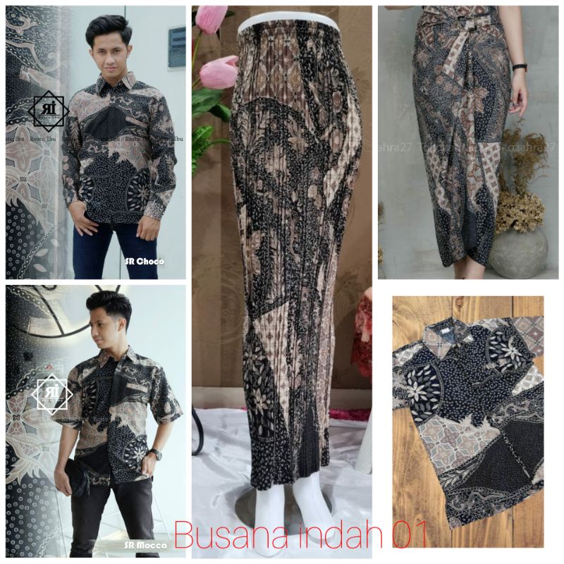 Jual COUPLE BATIK / BATIK MODERN / SERAGAMAN BATIK MOTIF SEROJA MOCCA ...