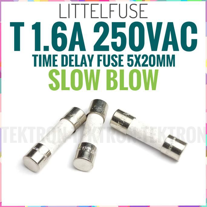 Jual Littelfuse T 1.6A Time Delay Fuse 1.6 A 1.6A 5x20mm Keramik ...