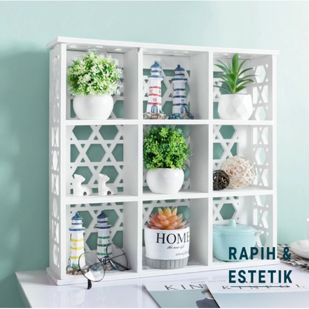 Jual Rak Dinding Minimalis Dekorasi 9 Sekat Hiasan Kayu PVC - DW029 ...