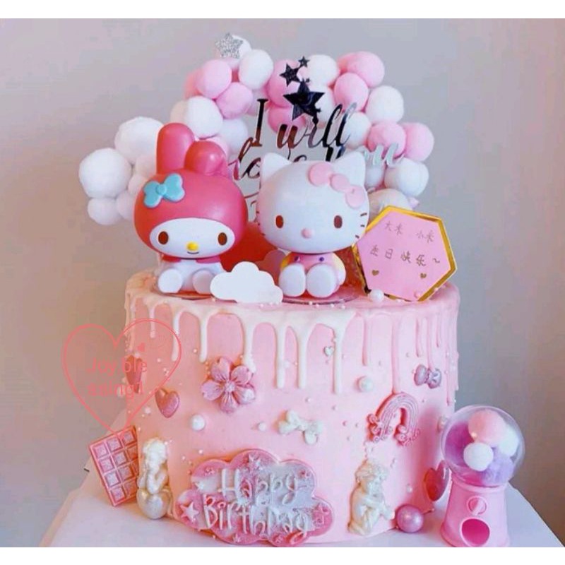 Jual ORNAMEN HELLO KITTY melody pink hiasan tart/topper daun HBD ...