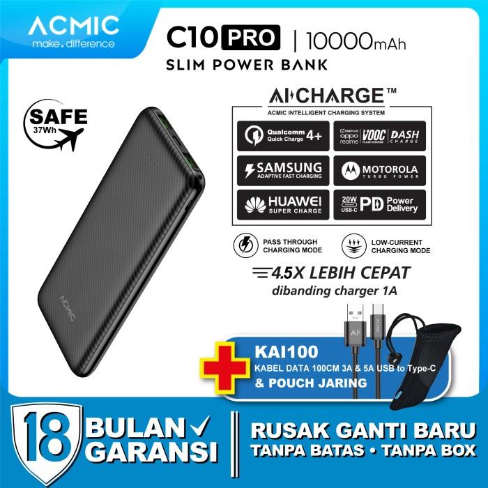 Jual Power Bank | Acmic C10Pro Slim 10000Mah Aicharge Power Bank (Qc4 ...