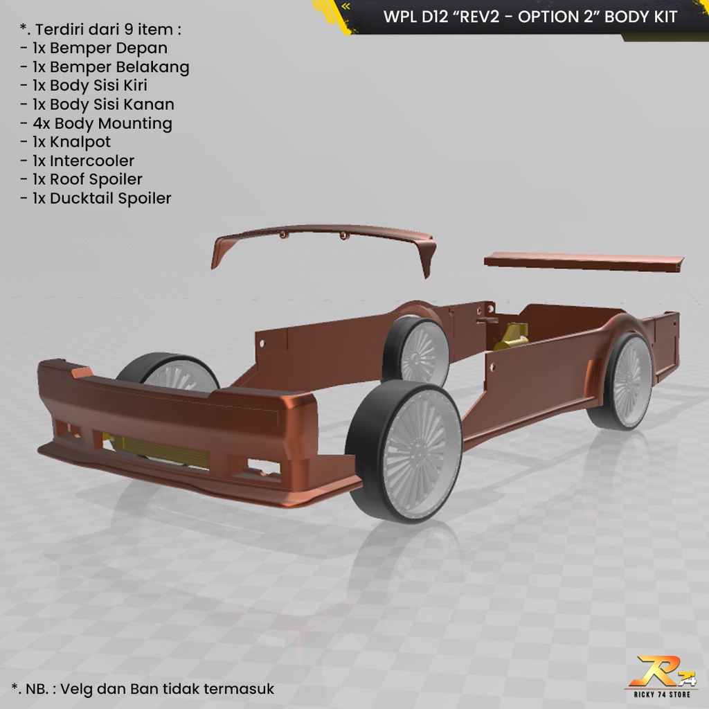 Jual WPL D12 Body Kit Set Rev2 Option 2 - Body Kit Part RC Drift 3D Print | Shopee Indonesia