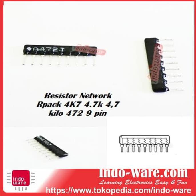 Jual 4.7K X 8 Sip9 Resistor Array Pack Network Inwer3907 Buru Order ...