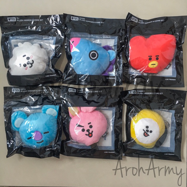 Jual OFFICIAL BT21 - Plush Mirror & Comb Set [READY] | Shopee Indonesia