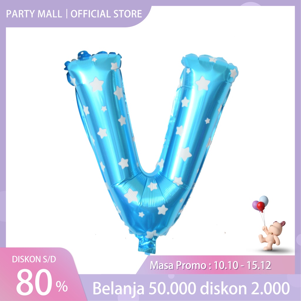 Jual Balon Foil Huruf Biru 16 Inch 40cm Abjad Alphabet A-Z Balon Foil ...