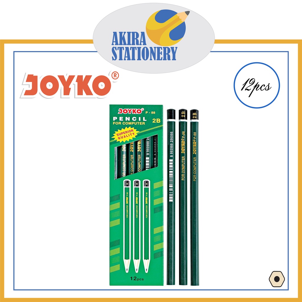 Jual Pensil Kayu JOYKO 2B P 88 Hijau / Wooden Pencil For Computer 2B P ...