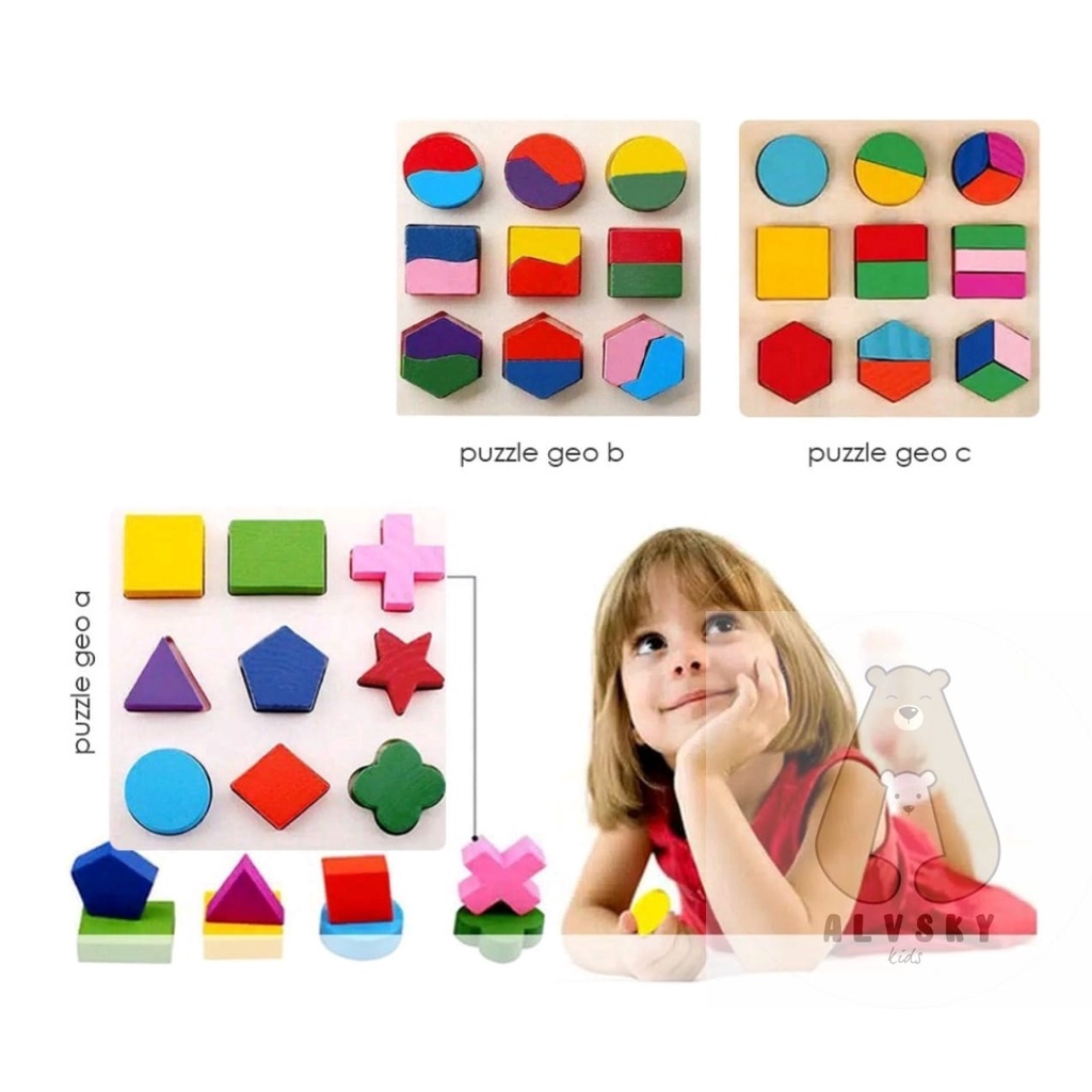 Jual MAINAN EDUKASI PUZZLE KAYU / PUZZLE GEOMETRI / PUZZLE CHUNKY 3D ...