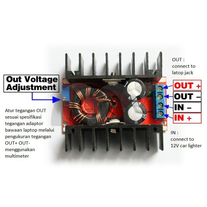 Jual DC Step Up Boost Converter 150W Universal Laptop Car Adaptor Mobil ...