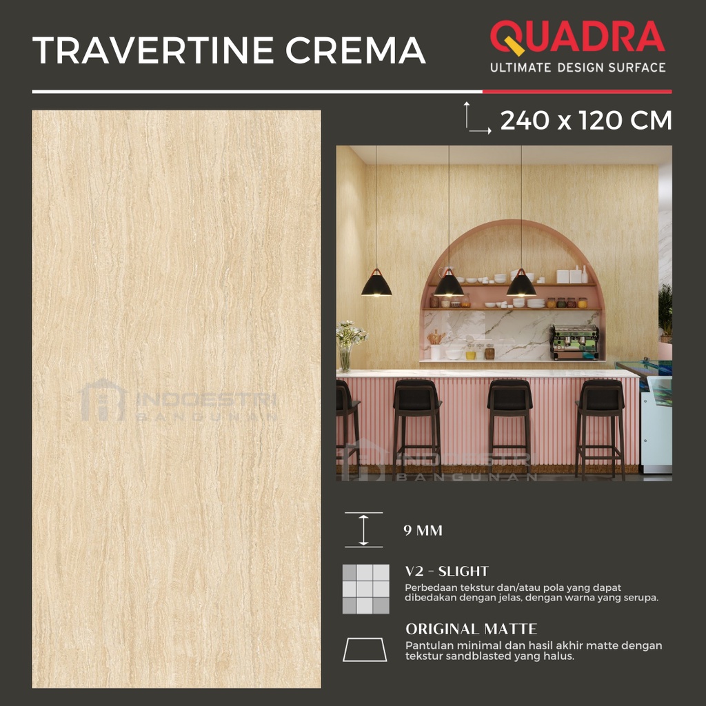 Jual Granit Quadra Travertine Crema 240 x 120cm (1 keping / 2,88m2 ...