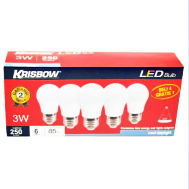 Jual Krisbow bohlam lampu led 3watt set 5pcs | Shopee Indonesia