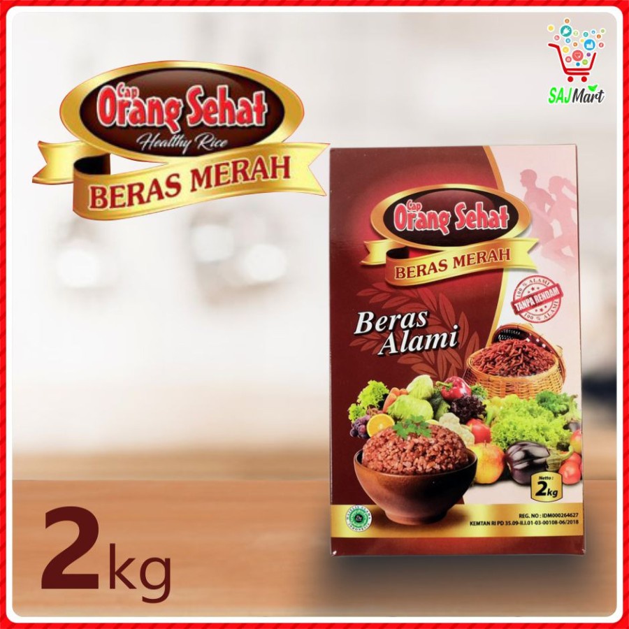 Jual BERAS MERAH CAP ORANG SEHAT 2 KG | Shopee Indonesia