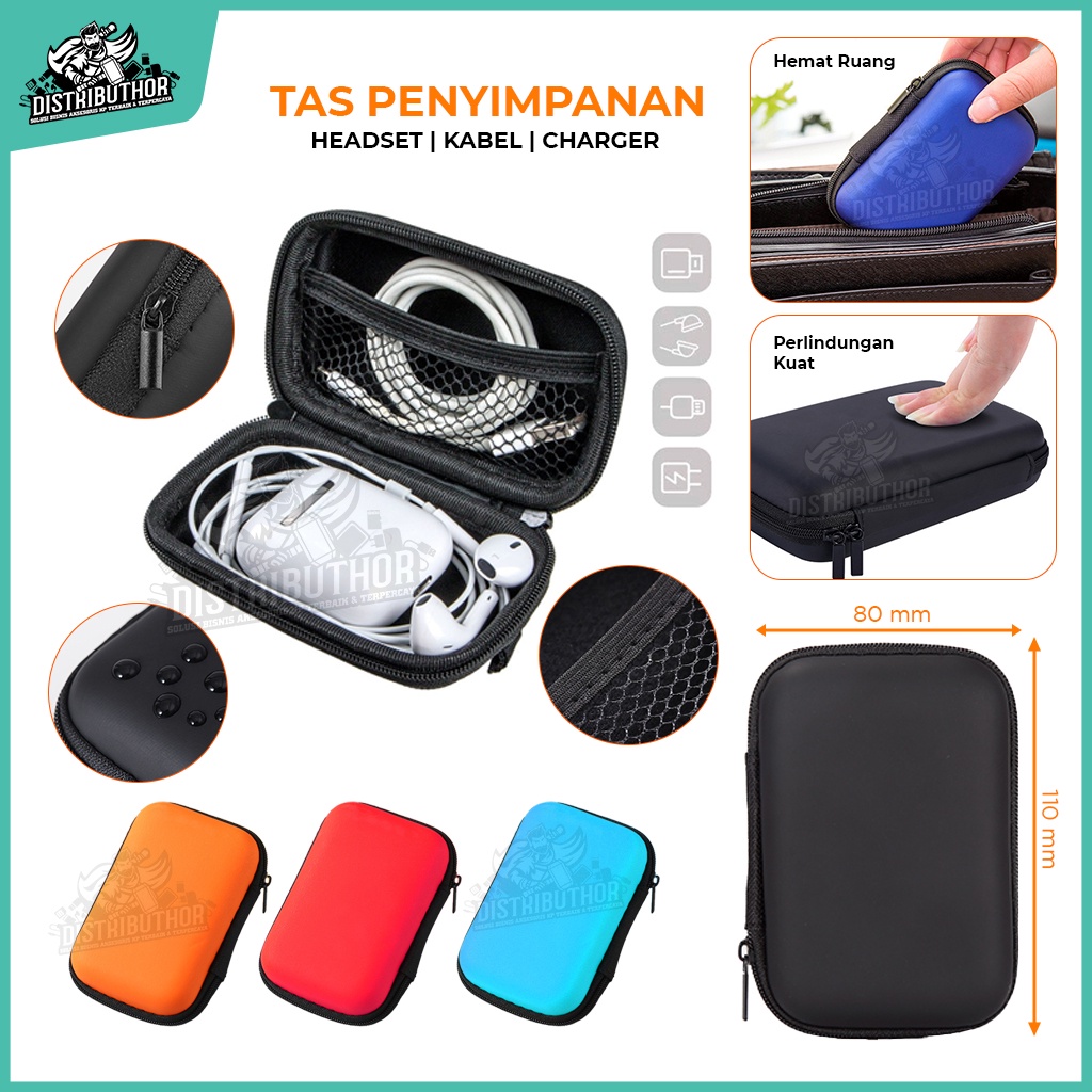 Jual Pouch Headset Multifungsi Dompet Tempat Penyimpanan Earphone kabel charger koin kunci tas ...