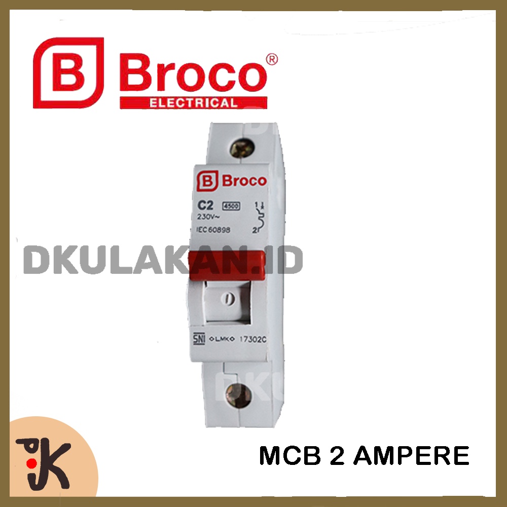 Jual BROCO MCB 1 PHASE 2A 17302C MINIATURE CIRCUIT BREAKER 1P C2 ...
