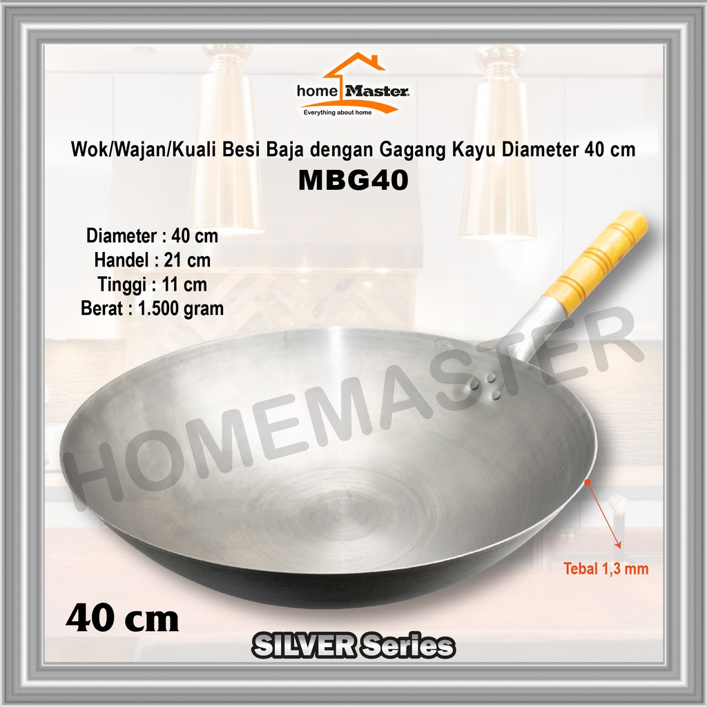 Jual HomeMaster Wok/Wajan/Kuali Besi Baja/Carbon Steel dengan gagang ...