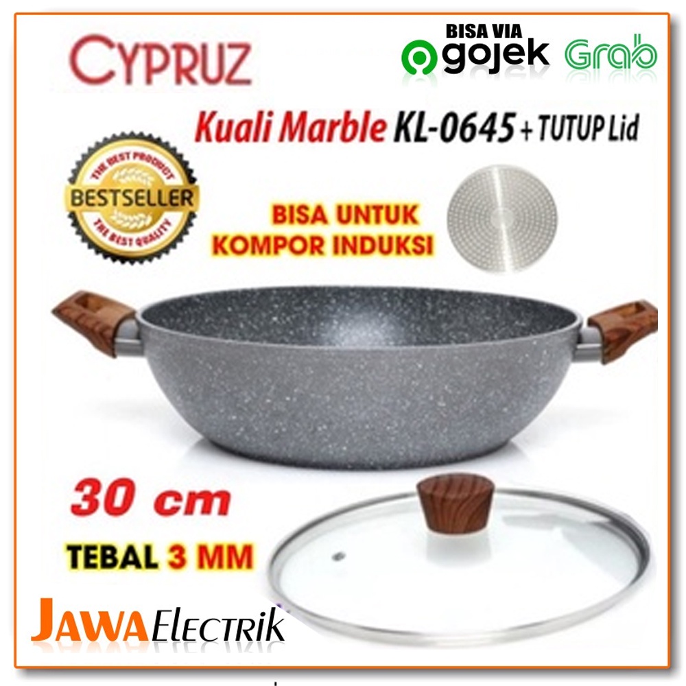 Jual CYPRUZ Kuali Marble Series Anti Lengket 30CM KL-0645 + Tutup Lid ...