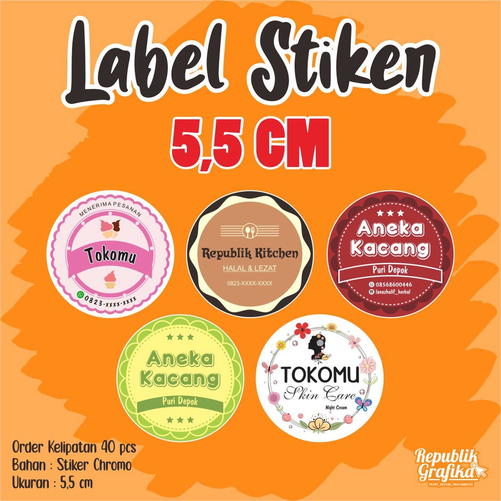 Jual STIKER LABEL UKURAN 5,5 CM BAHAN CHROMO - ORDER KELIPATAN 40 ...