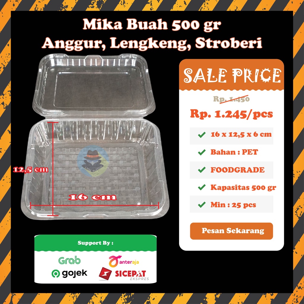 Jual Mika Buah MB 500 Stroberi Anggur Leci Lengkeng Plum 500 gr / Tray ...