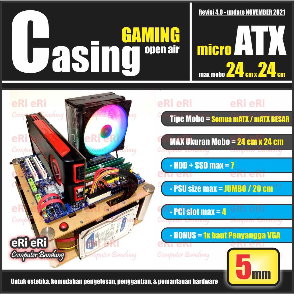 Jual Casing PC Komputer GAMING Akrilik Acrylic / OPEN AIR / mATX BESAR ...