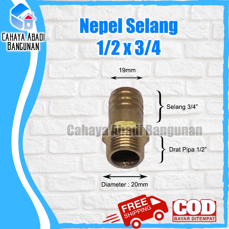 Jual Nepel Selang 1/2 x 3/4 Inch Drat Luar Kuningan Sambungan Hose ...