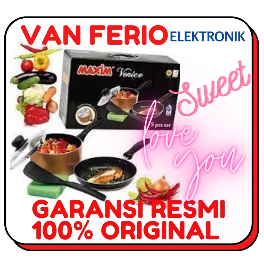 Jual MAXIM VENICE SET , ALAT MASAK 1 SET 5 PCS TEFLON ANTI LENGKET ...
