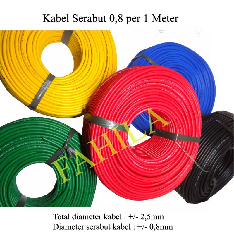 Jual Kabel Serabut 0.8mm per 1 meter Kabel Listrik 0.8 mm | Shopee ...