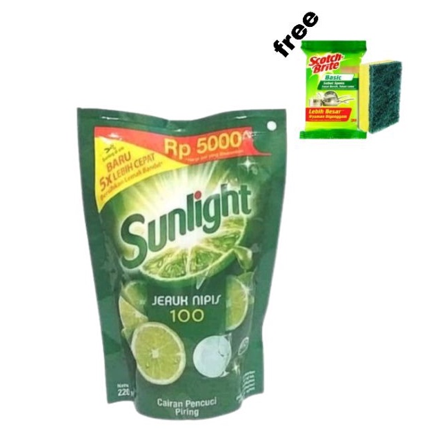 Jual SUNLIGHT Sabun Pencuci Piring Plus Spons Scotch Brite | Shopee ...