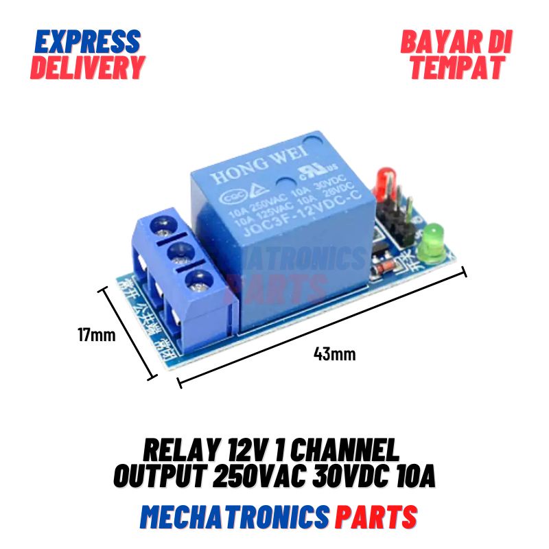 Jual [REL-9004] RELAY 12V 1 CHANNEL OUTPUT 250VAC 30VDC 10A MODULE FOR ARDUINO UNO MEGA ...
