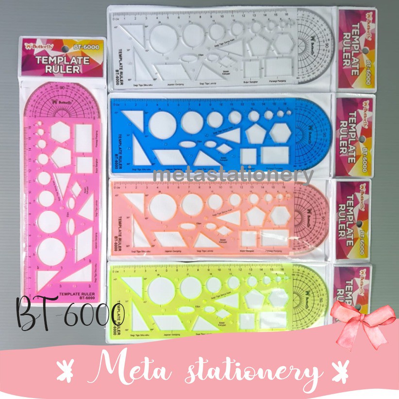Jual Template Ruler / Penggaris Cetakan BT-6000 Butterfly ( Warna ...