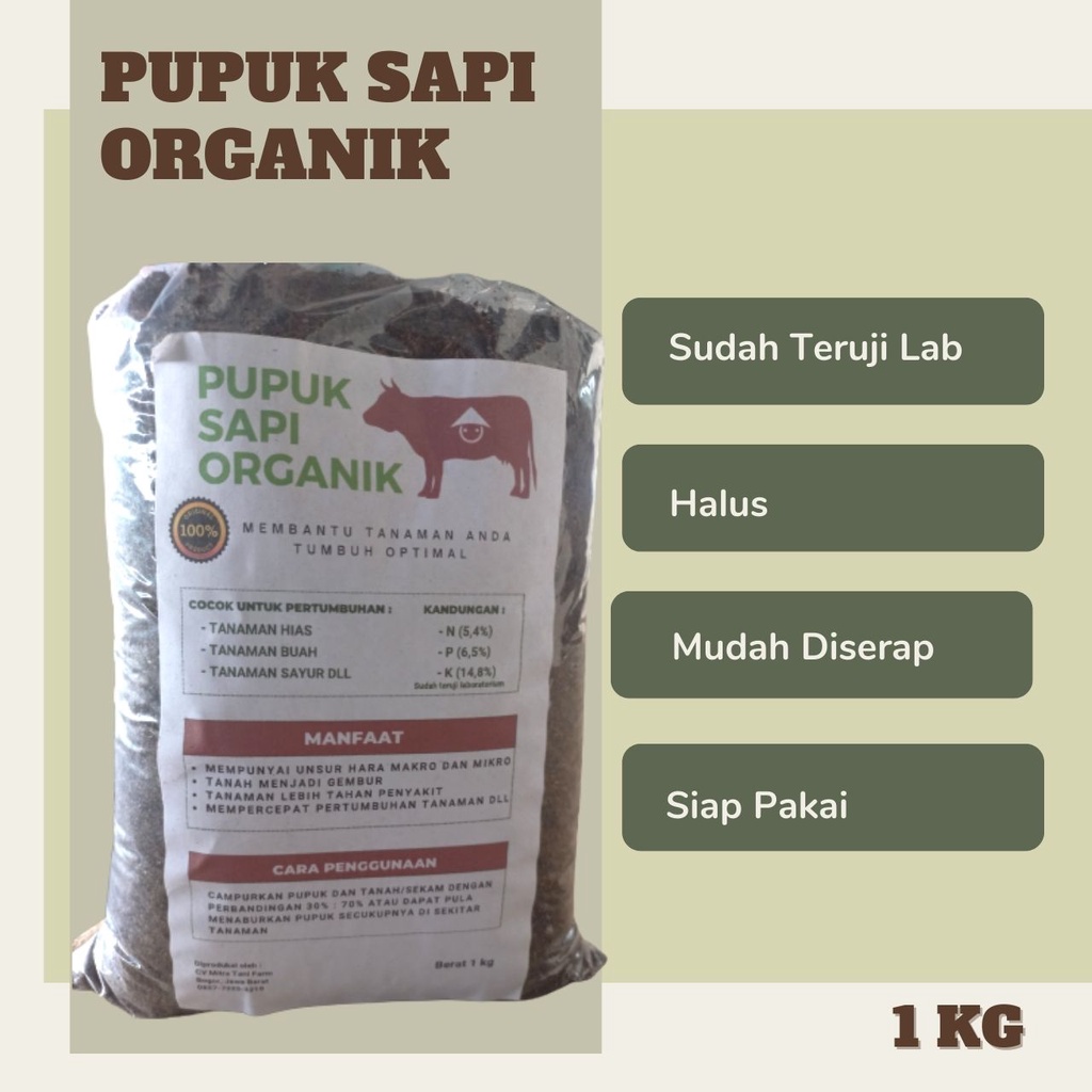 Jual Pupuk Kandang Kotoran SAPI 1 Kg Pupuk Organik Kohe Sapi Halus ...