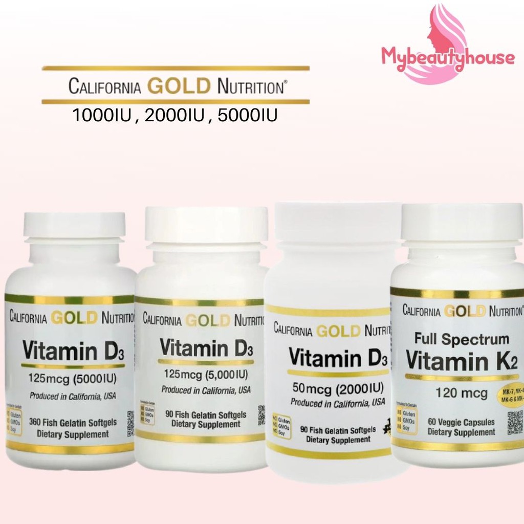 Jual California Gold Nutrition Vitamin D3 2000IU,5000IU, Vit K | Shopee ...
