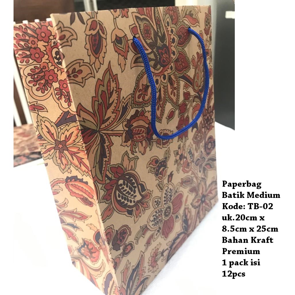 Jual Kantong Kertas Paper bag Batik Premium ukuran 20x8,5x25cm Tas ...
