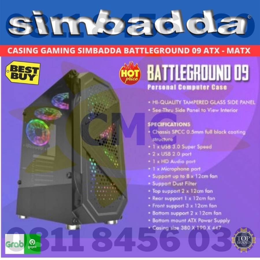 Jual Casing Simbadda BattleGround 08 BattleGround 8 mATX Tempered Glass ...