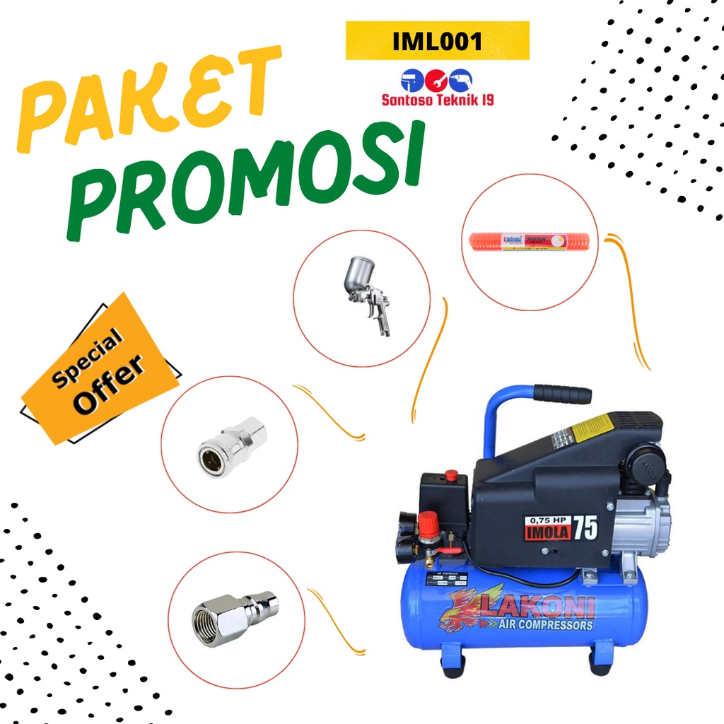 Jual Paket Kompresor Lakoni Imola 75 + Spray Gun IML001 | Shopee Indonesia