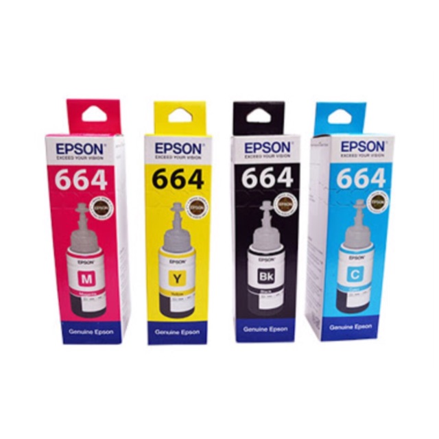 Jual Paket Tinta Epson T664(Black,Cyan,Magenta,Yellow) OriginaL 100% | Shopee Indonesia