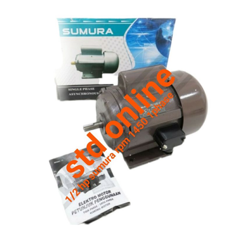Jual ELEKTRO MOTOR 1/2HP 1PHASE RPM 1450 SUMURA | Shopee Indonesia