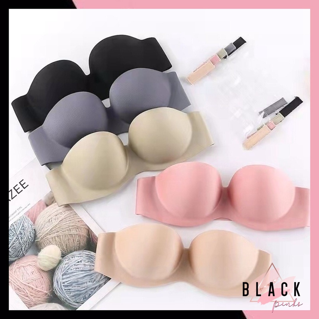 Jual Blackpink Bra Wanita Tanpa Tali Pakaian Dalam Bra Push Up Mulus ...
