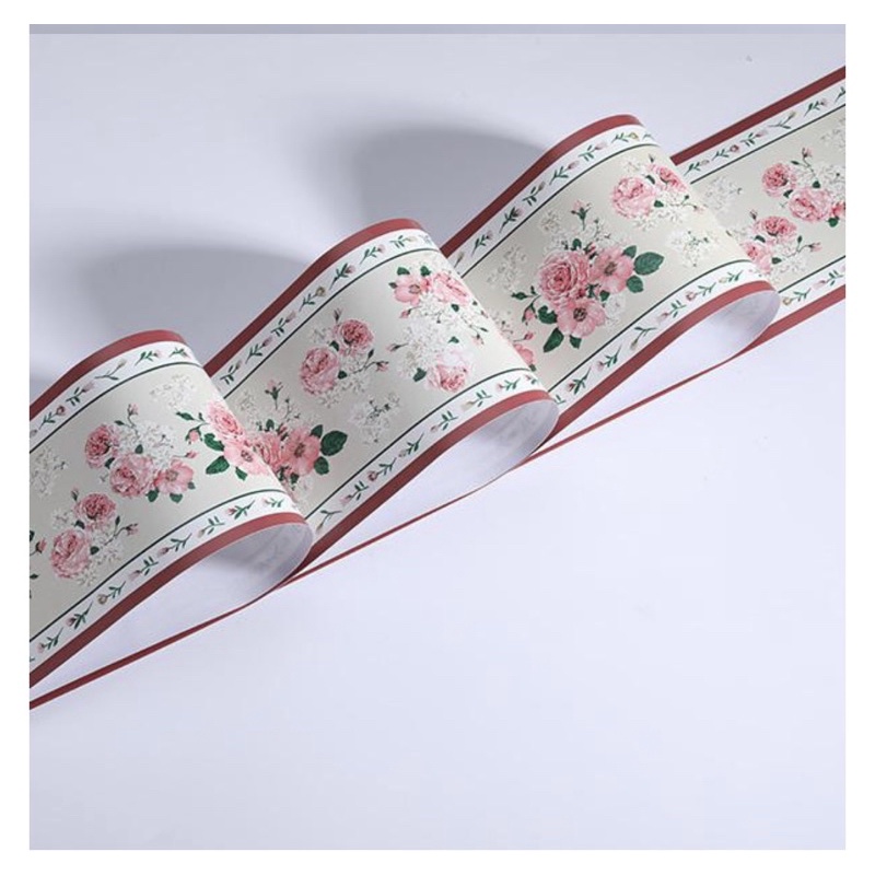 Jual Wall Border Sticker List Pembatas Dinding Motif Bunga Hijau Merah ...