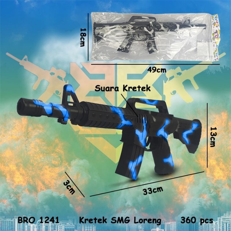 Jual Bro1241 Silver Pistol Kretek M16 Loreng Krotok Suara Bunyi ...