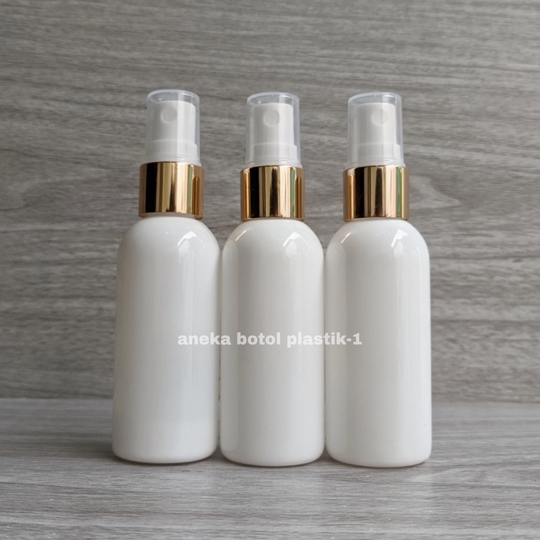Jual Botol Spray 60ml Putih Tutup Spray Gold Alumunium / Botol Spray ...