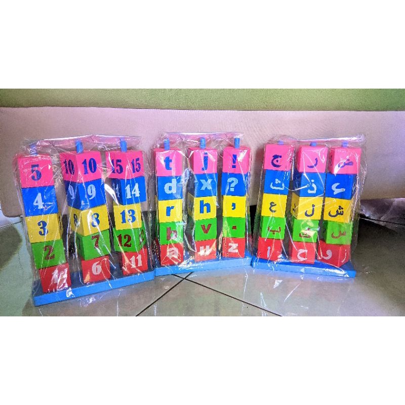 Jual Balok Susun Angka Abjad dan Hijaiyah Mainan Kayu Edukasi | Shopee ...