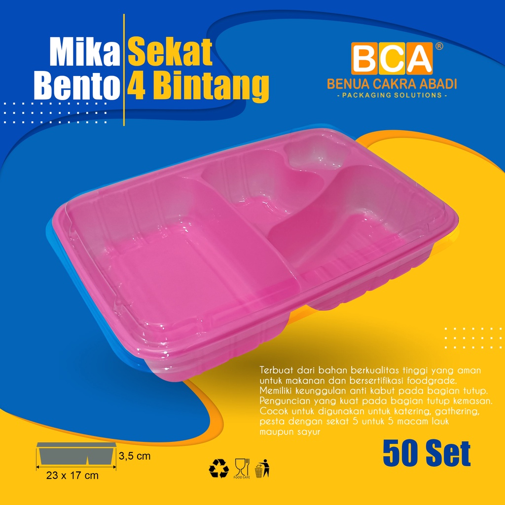 Jual MIKA BENTO LUNCH BOX TEMPAT MAKAN BENTO - SKAT 4 -PINK- ISI 50 PCS ...